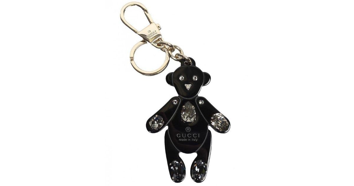 Gucci Embellished Teddy Bear Key Ring Charm in Black | Lyst