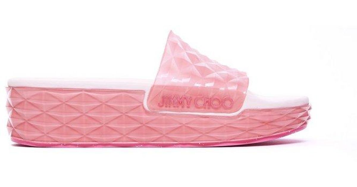 Jimmy Choo Diamond Platform Slides in Pink | Lyst