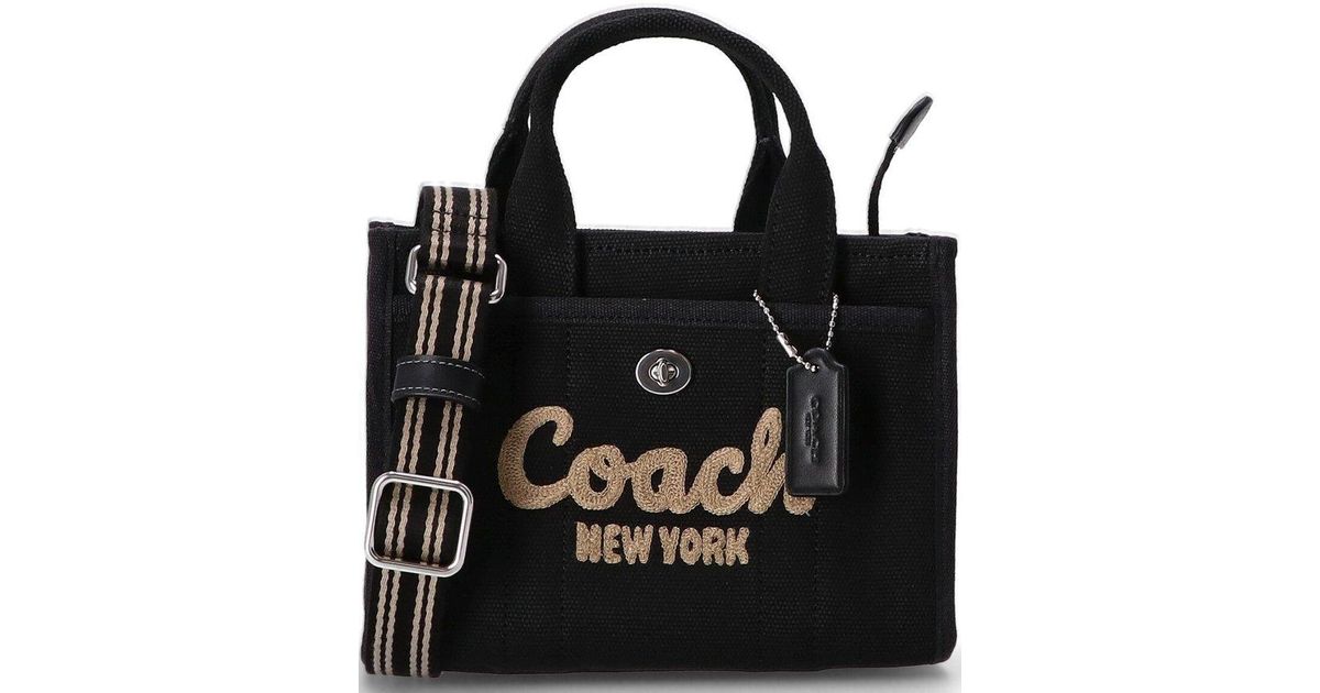 COACH Cargo Logo Flocked Tote Bag in Black | Lyst