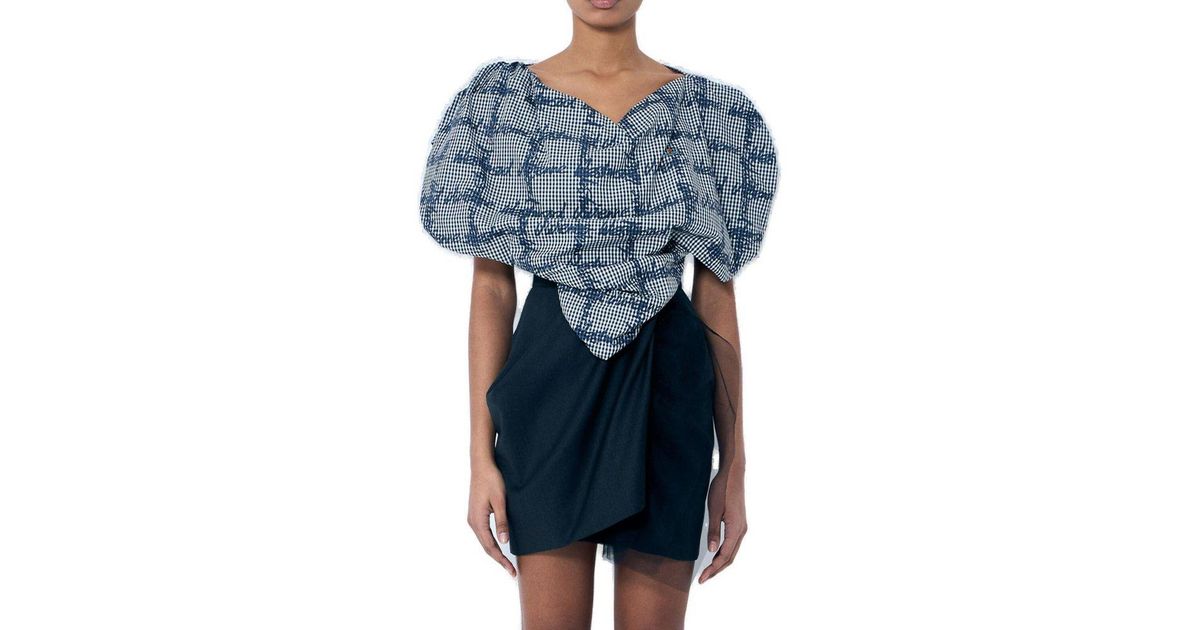 Vivienne Westwood Gingham Heart Top in Blue | Lyst