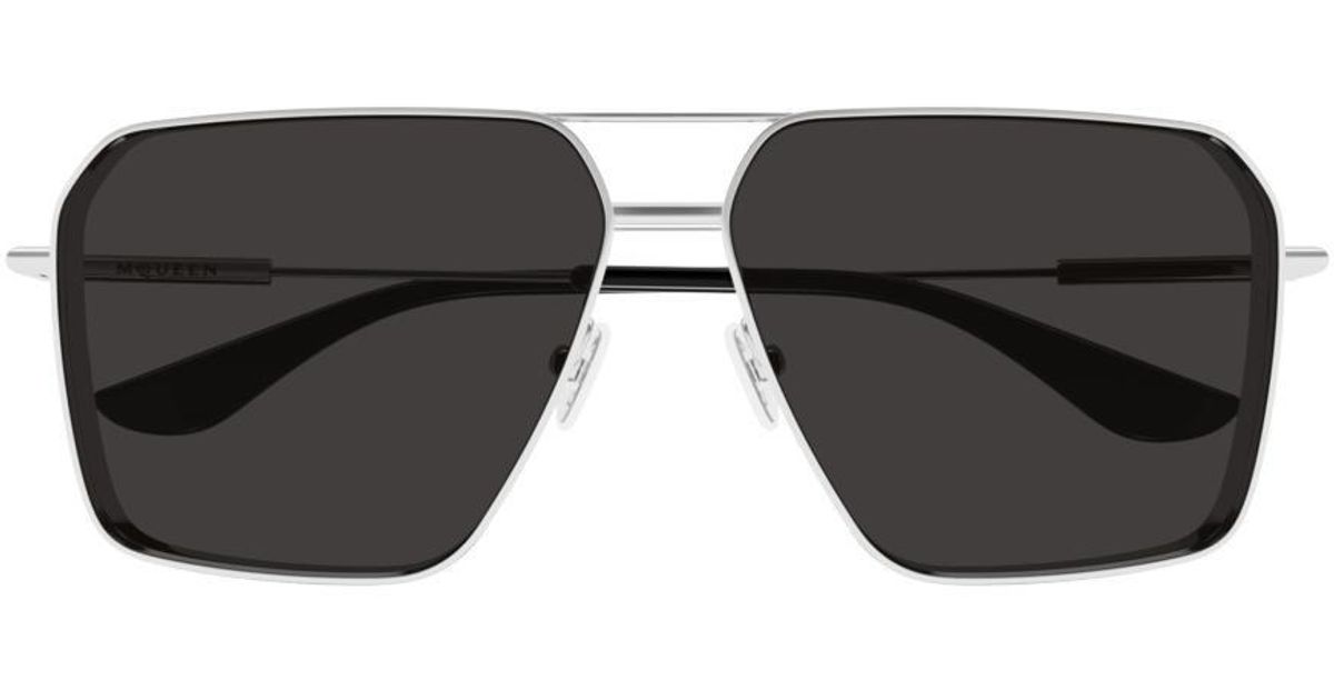 McQueen Pilot Frame Sunglasses in Black for Men | Lyst UK