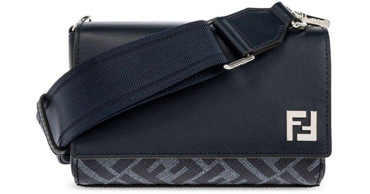Fendi Ff Squared Compact Messenger Bag in Blue for Men | Lyst