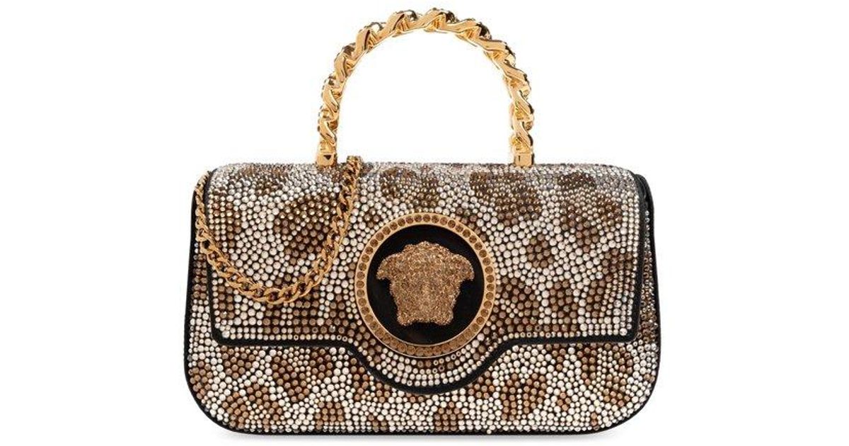 Versace La Medusa Leopard-Embellished Mini Handbag | Lyst