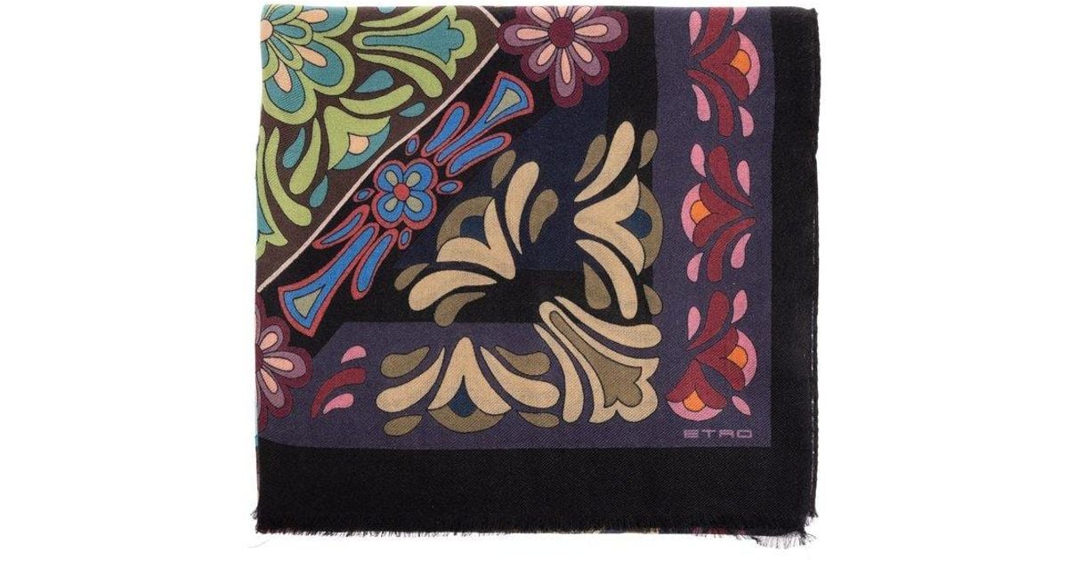 Etro Pattern Printed Scarf in Black | Lyst UK