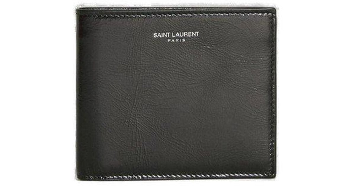 Saint Laurent Logo Detailed Bi-fold Wallet in Black for Men | Lyst