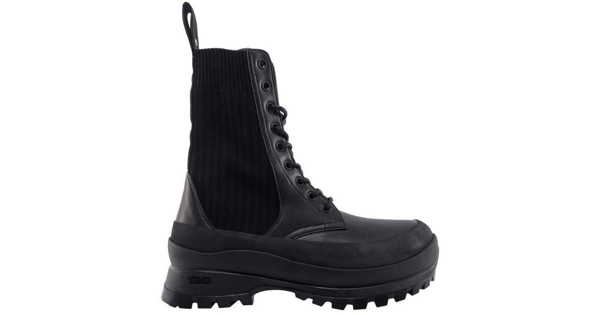 Stella McCartney Chelsea Knit Lace-Up Trace Boots in Black | Lyst
