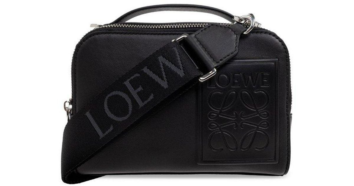Loewe Logo Embossed Mini Camera Crossbody Bag in Black for Men | Lyst