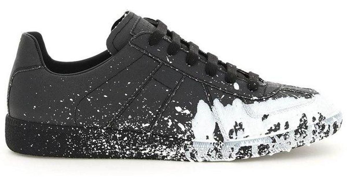 Maison Margiela Paint Splash Detailed Sneakers in Black for Men | Lyst