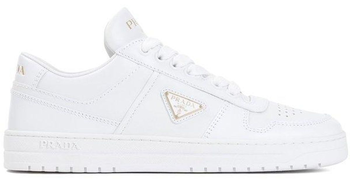 Prada Downtown Lace-Up Sneakers in White | Lyst