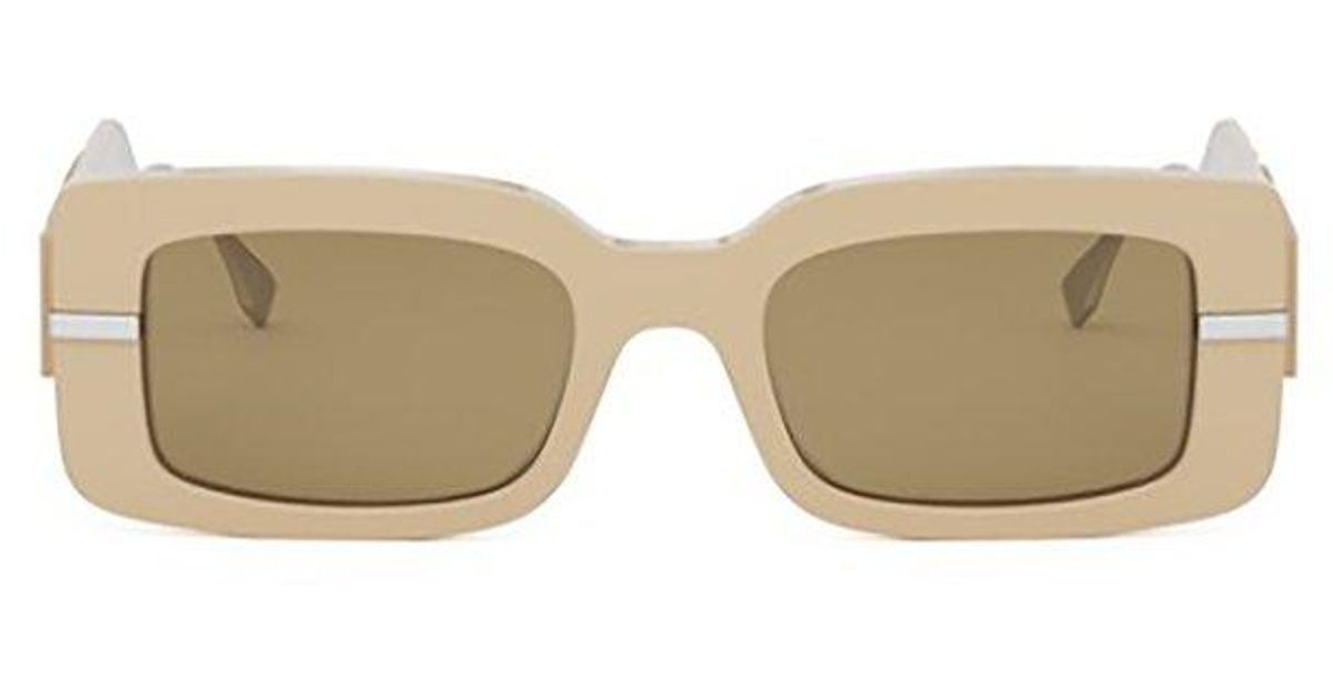 Fendi Rectangle Frame Sunglasses in Natural | Lyst