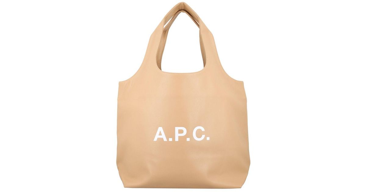 A.P.C. Ninon Logo Detailed Medium Tote Bag in Natural | Lyst