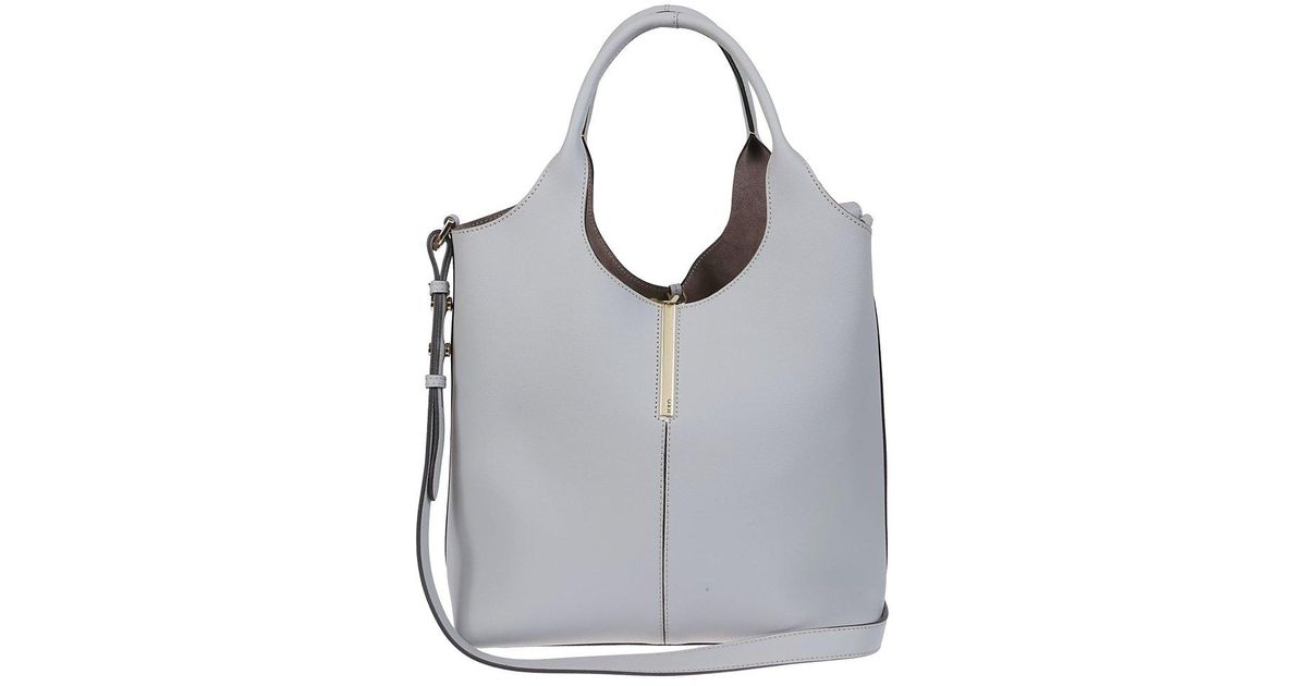 Tod's Logo Engraved Small Shopper Bag in Gray | Lyst
