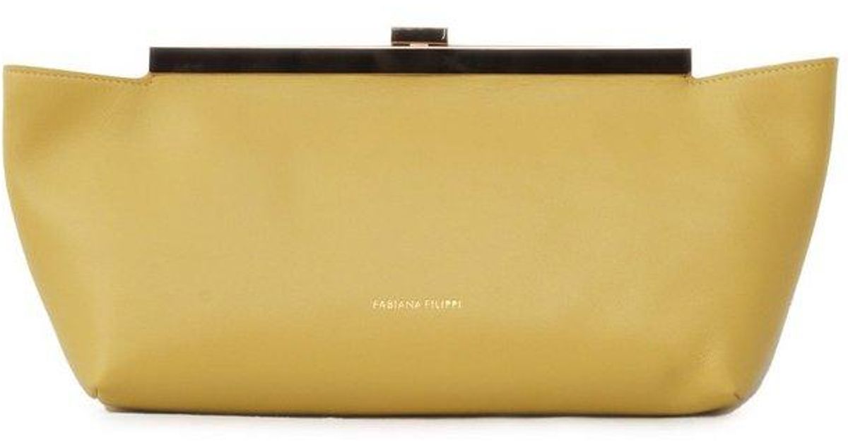 Fabiana Filippi Logo Detailed Pouch Bag in Yellow | Lyst