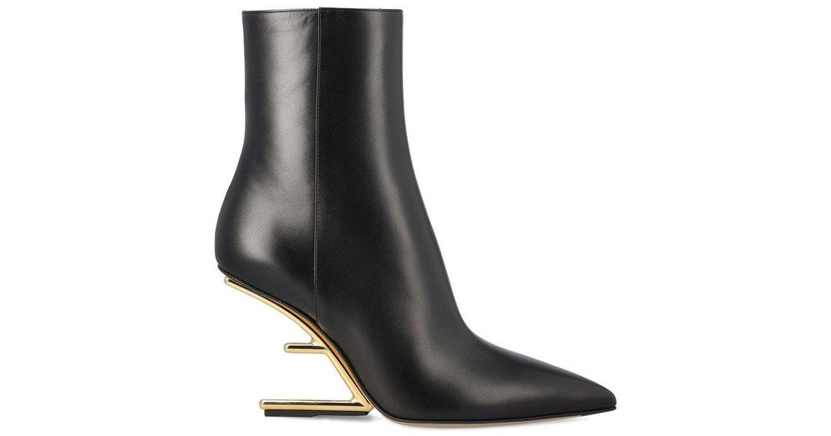 Fendi First F-Shaped Heel Ankle Boots in Black | Lyst