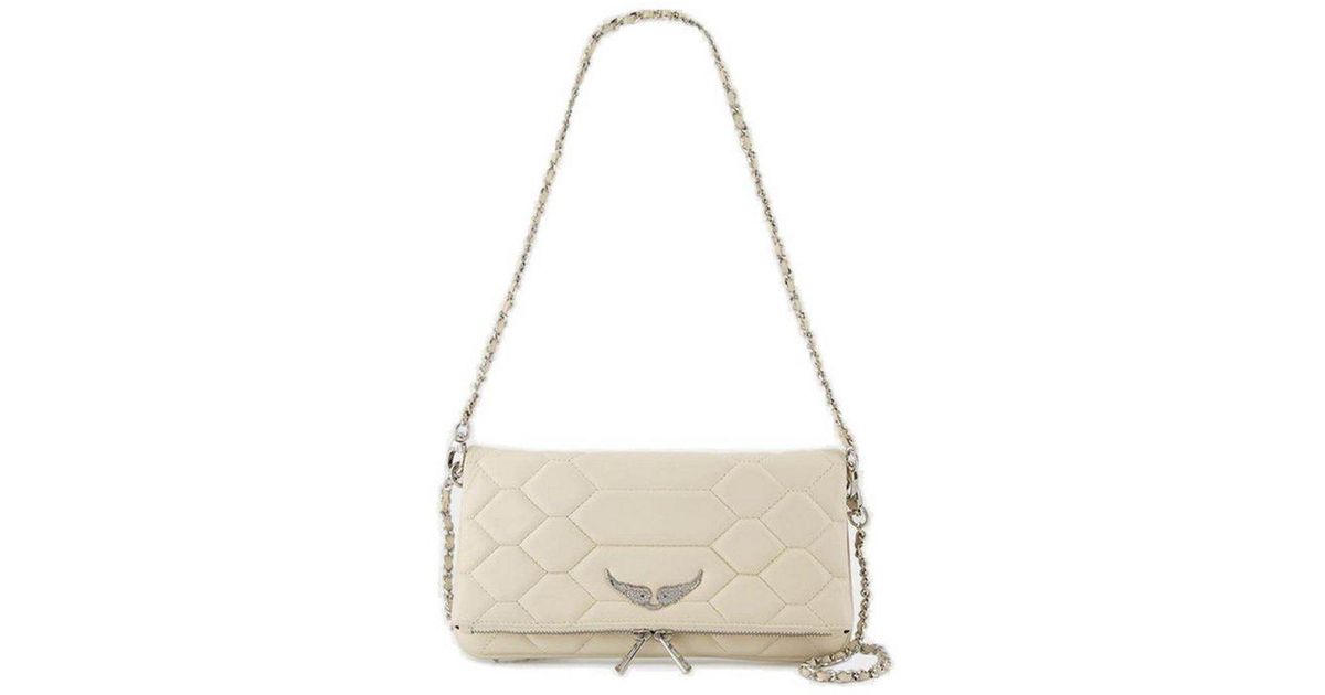 Zadig & Voltaire Rock Quilted Clutch Bag in Natural | Lyst