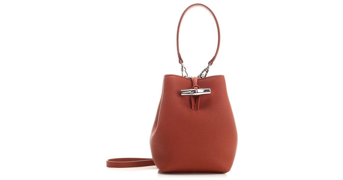 Longchamp Le Roseau Essential Xs Bucket Bag in Red | Lyst