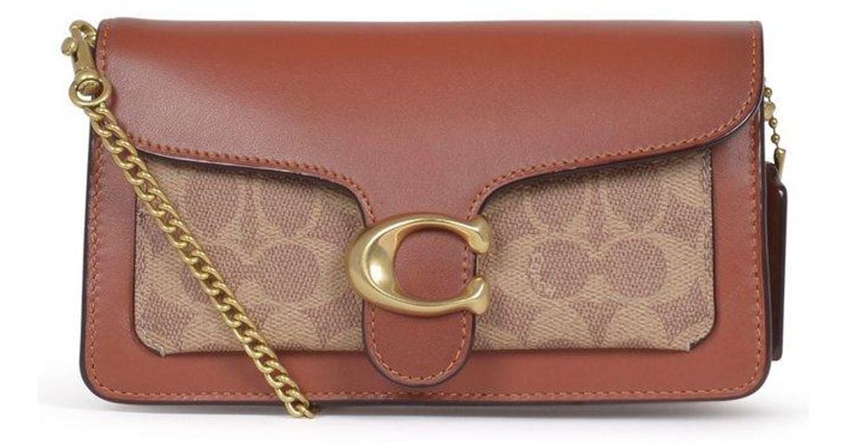 COACH Tabby Signature Chain Clutch Bag in Brown | Lyst