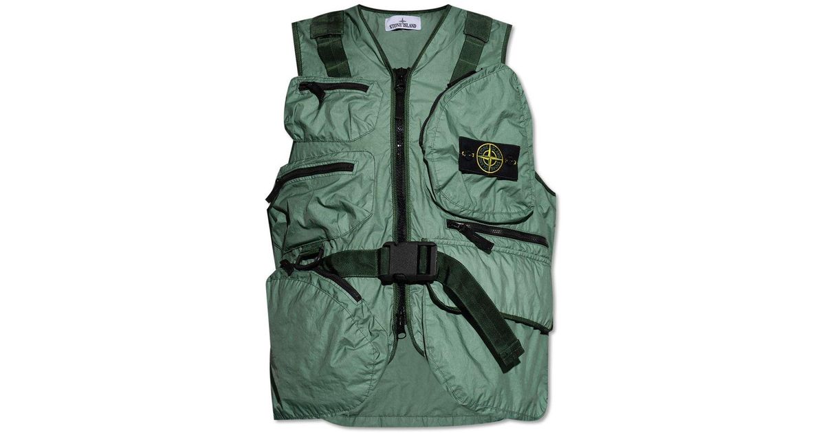 Stone Island Membrana 3L Tc Logo Patch Gilet in Green for Men | Lyst UK
