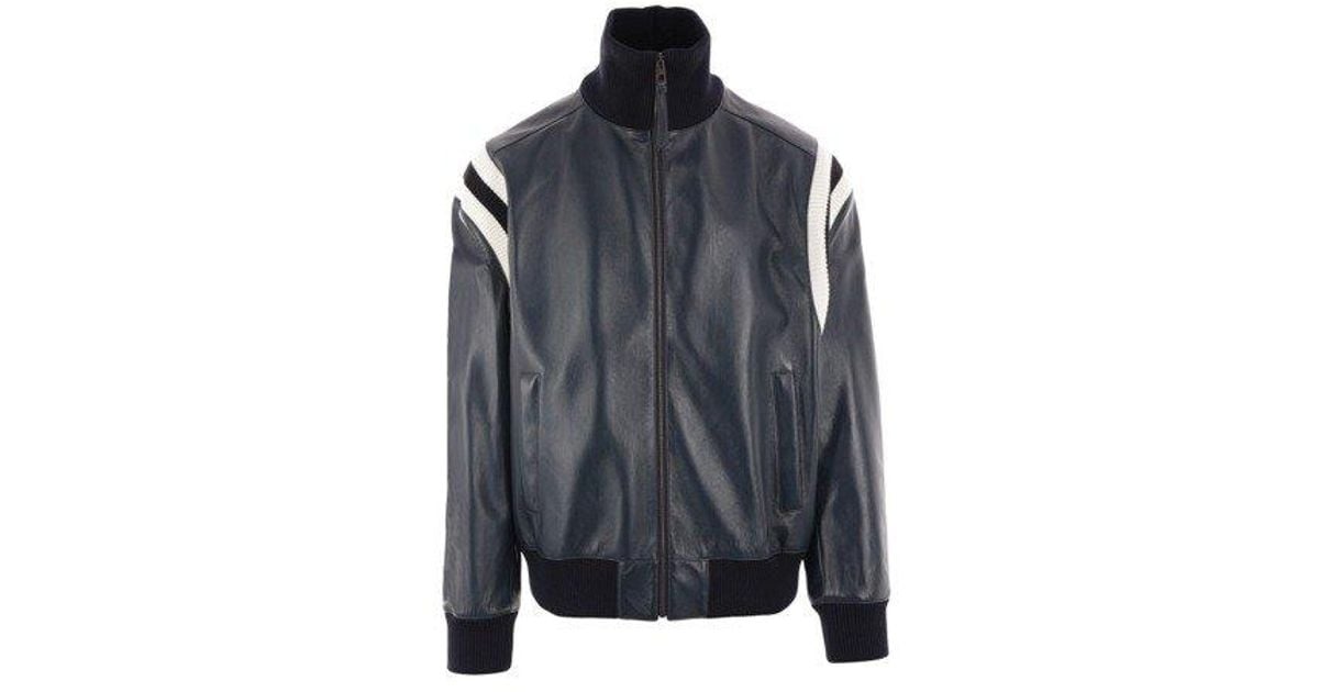 Loewe High Waist Zip-up Bomber Jacket in Blue for Men | Lyst