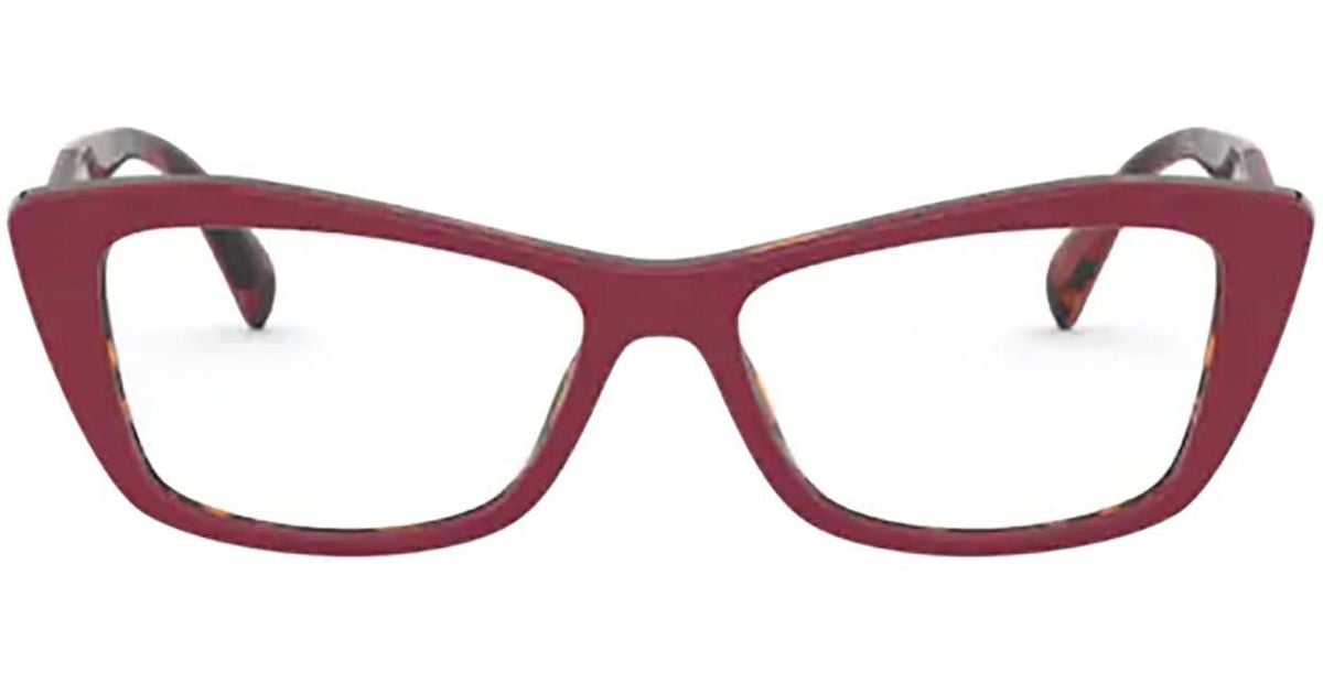 Prada Square Frames Glasses In Red Lyst