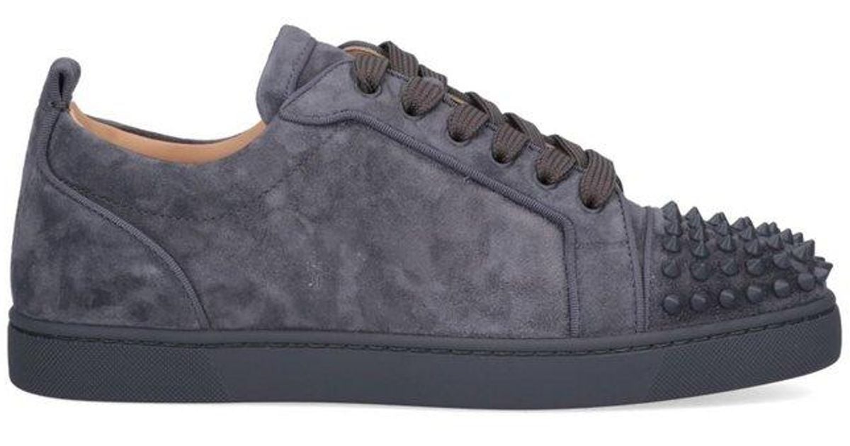 Christian Louboutin Leather Louis Junior Spikes Orlato Sneakers in Grey ...
