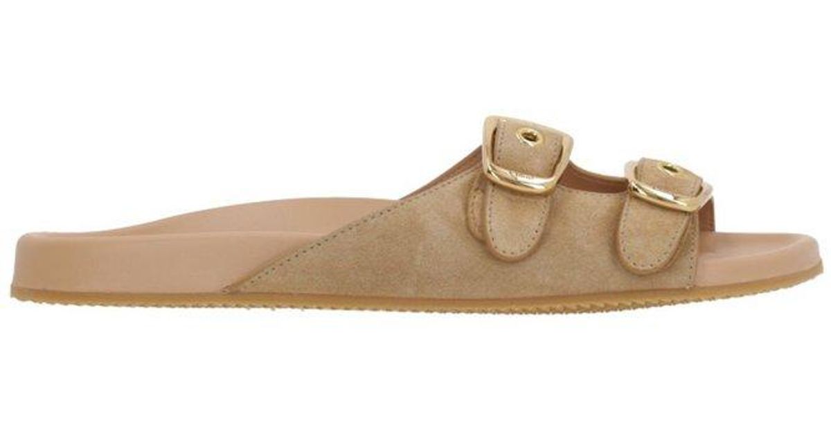 Chloé Double-Strap Slides in Brown | Lyst