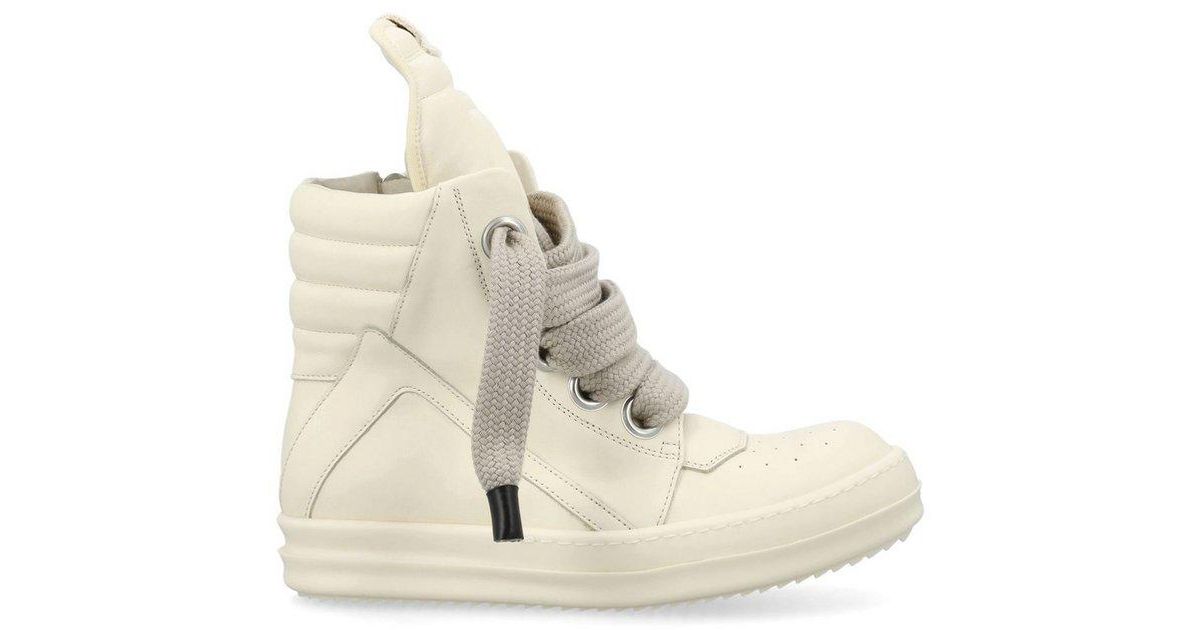 Rick Owens Lido Jumbo Laced Geobasket Sneakers in White for Men | Lyst