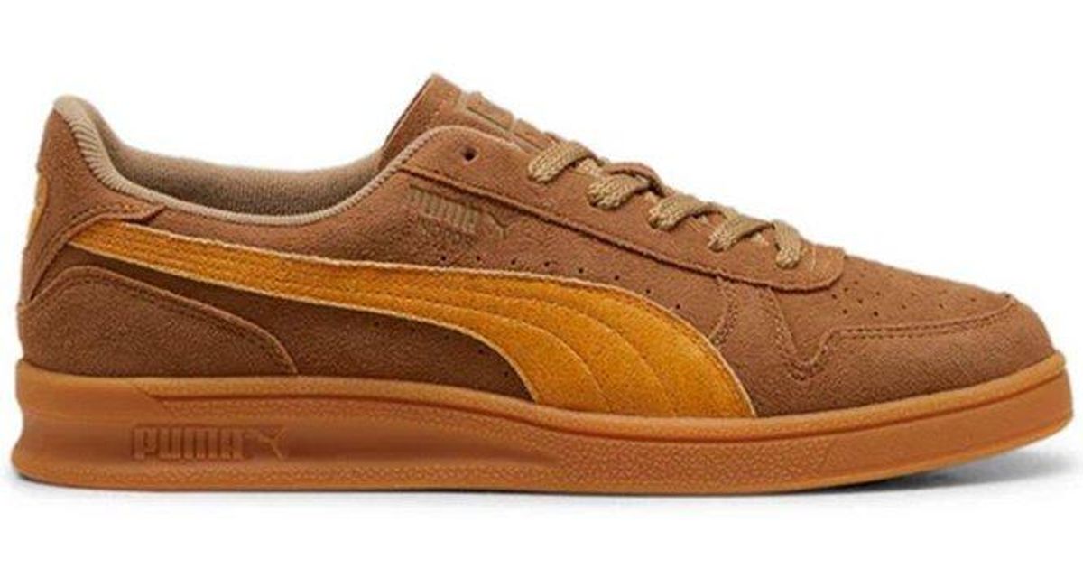 PUMA Indoor Round Toe Lace-Up Sneakers in Brown for Men | Lyst