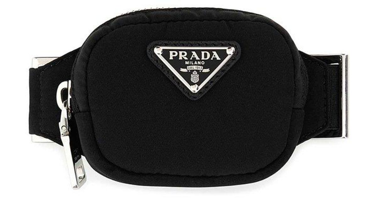 Prada Triangle-Logo Zipped Key Tag in Black for Men | Lyst