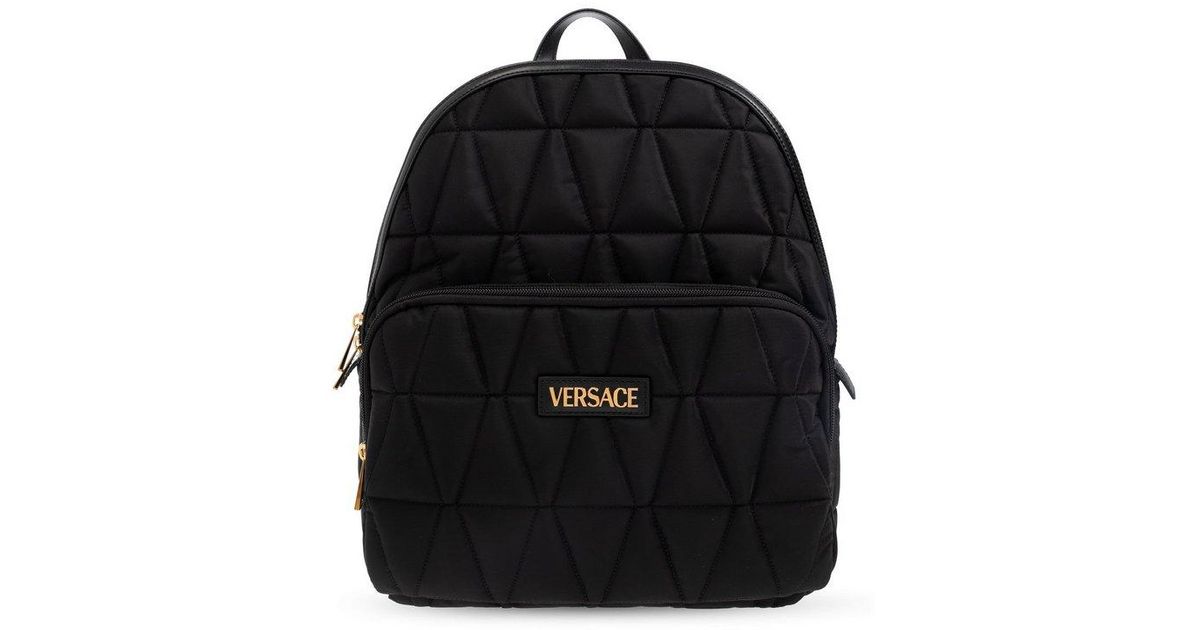 Versace Backpack With Logo Patch in Black for Men | Lyst