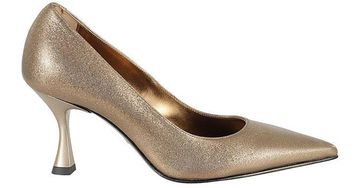 Giampaolo Viozzi Curved Heel Pumps in Brown | Lyst