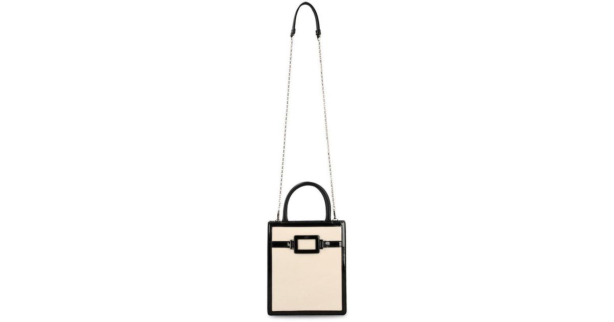 Roger Vivier Mini Two Tone Patent Leather Tote With Iconic Buckle And
