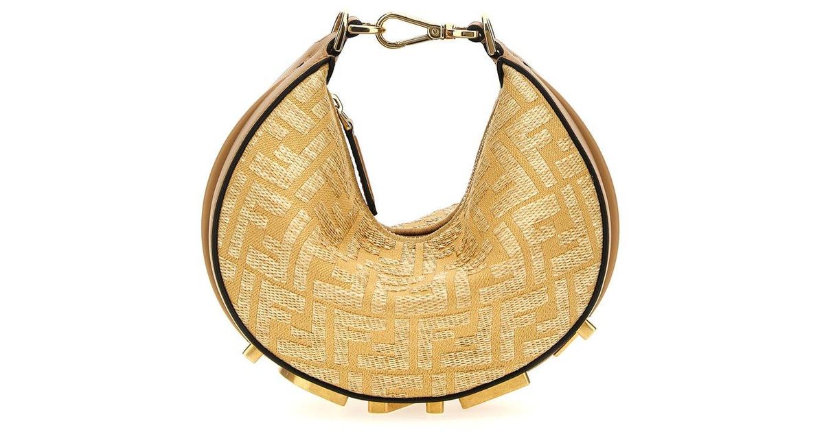 Fendi Graphy Logo Lettering Mini Hobo Bag in Metallic | Lyst