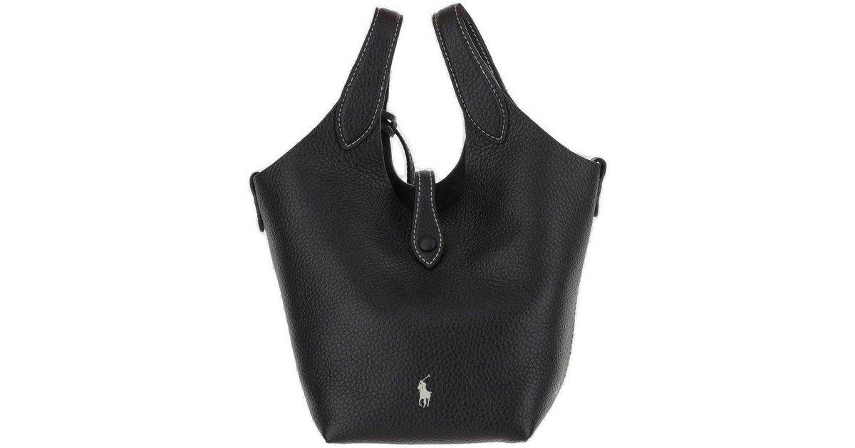 Polo Ralph Lauren Logo Detailed Small Tote Bag in Black | Lyst UK
