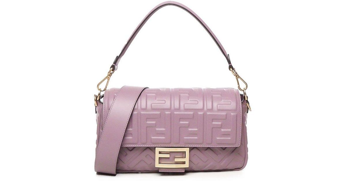 Fendi Ff Motif Foldover Top Medium Shoulder Bag in Pink | Lyst