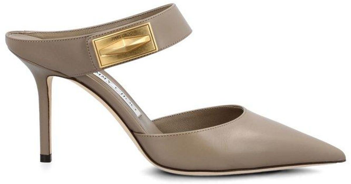 Jimmy Choo Nell 85 Pointed-toe Slip-on Mules in Metallic | Lyst