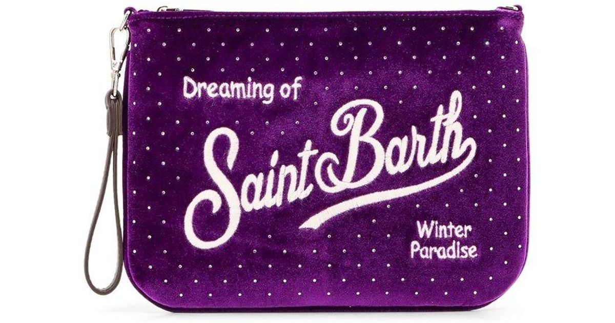 Mc2 Saint Barth Parisienne Embellished Velvet Pouch in Purple | Lyst