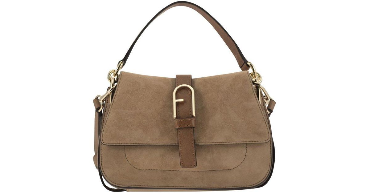 Furla Flow Mini Top Handle Bag in Brown | Lyst