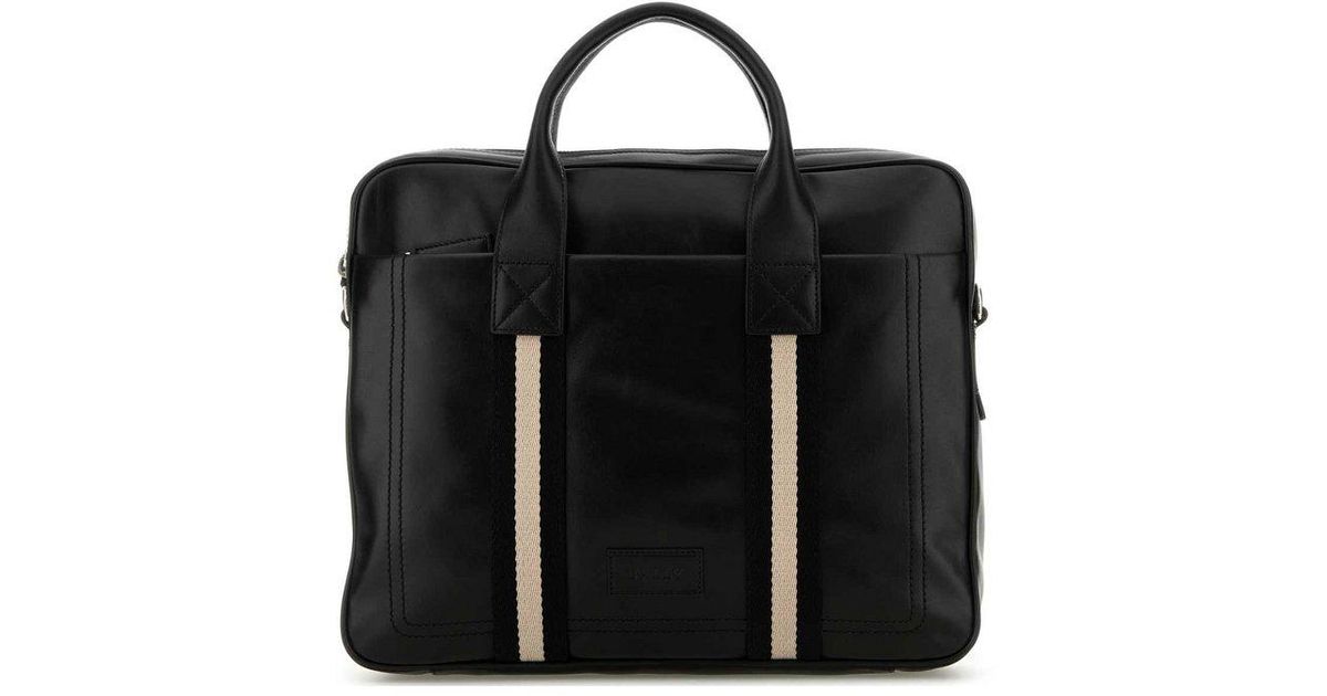 Bally Striped Briefcase in Black for Men | Lyst