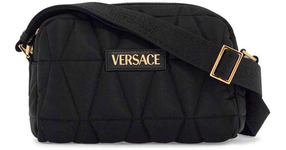Versace Logo-Lettering Zipped Camera Bag in Black for Men | Lyst UK