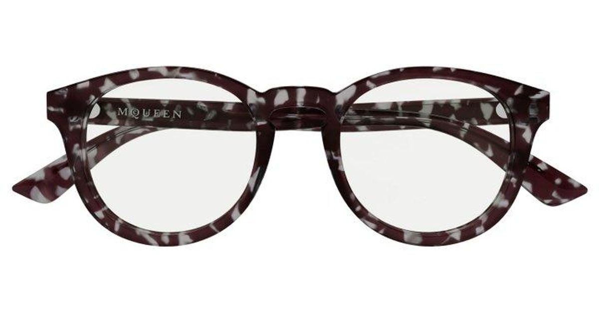 McQueen Round Frame Glasses in Black | Lyst