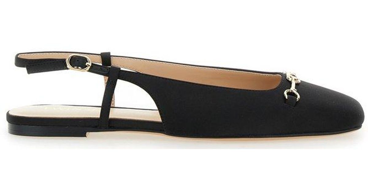Twinset Satin Slingback Ballet Flats in Black | Lyst