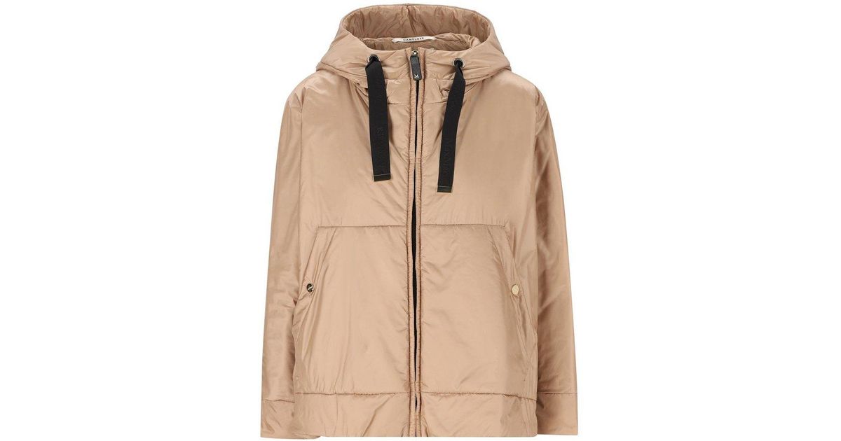 Max Mara Zip-Up Down Jacket in Natural | Lyst