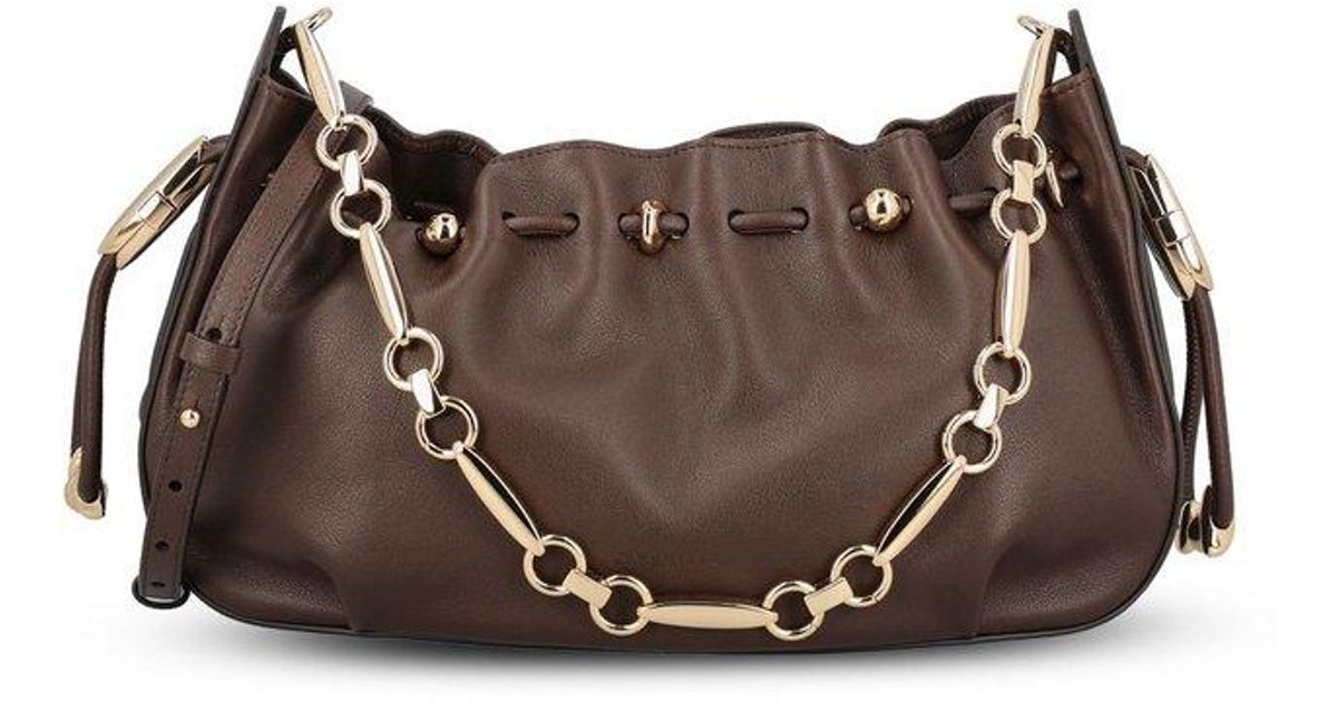 Zimmermann Halcyon Ruched Detailed Clutch Bag in Brown | Lyst