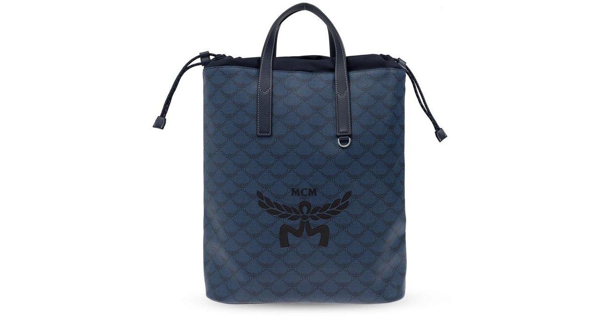 MCM Backpack With Logo in Blue for Men | Lyst