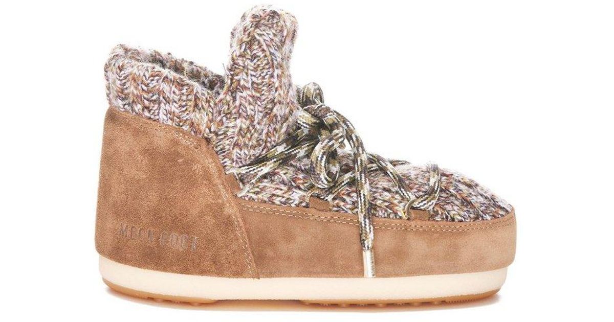 Moon Boot Logo Debossed Boots in Brown | Lyst