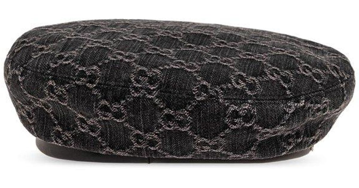 Gucci Denim Beret, in Black | Lyst