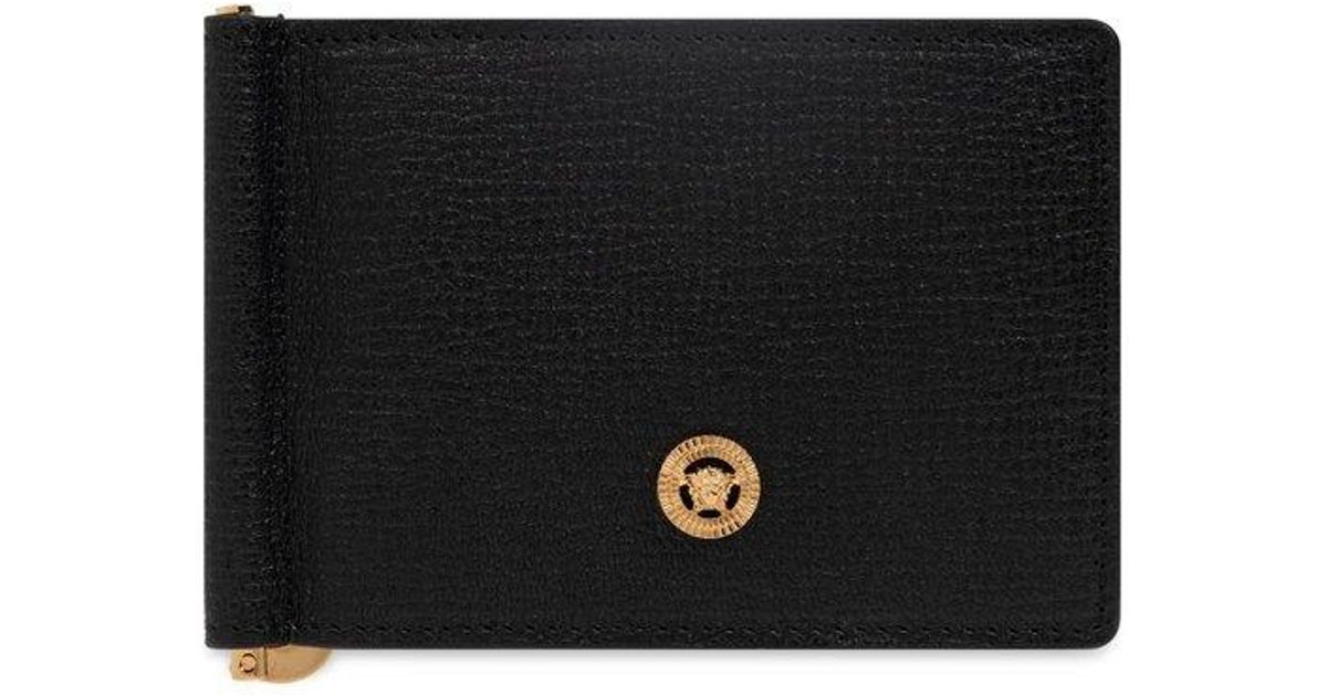 Versace Logo-Plaque Bi-Fold Clip Wallet in Black for Men | Lyst