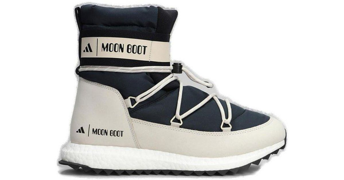 adidas X Moon Boot Moonboost High Lace-Up Boots in White | Lyst