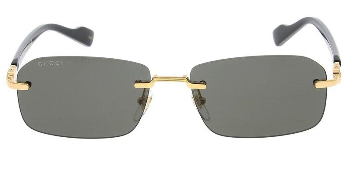 Gucci Rectangular Frame Sunglasses in Black | Lyst
